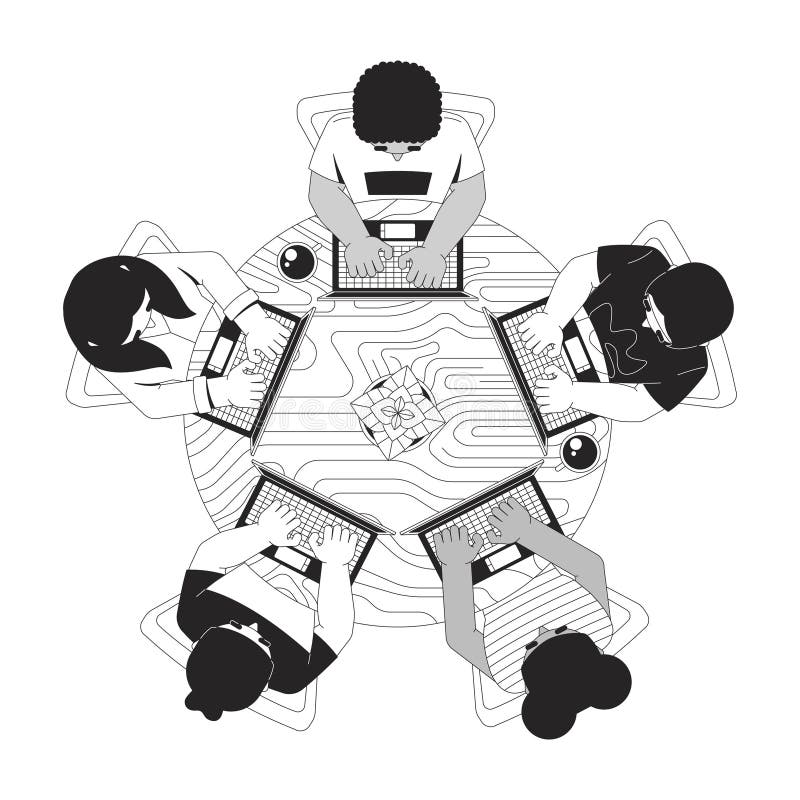 Hackathon Programming Group Top View Outline Illustration Stock ...