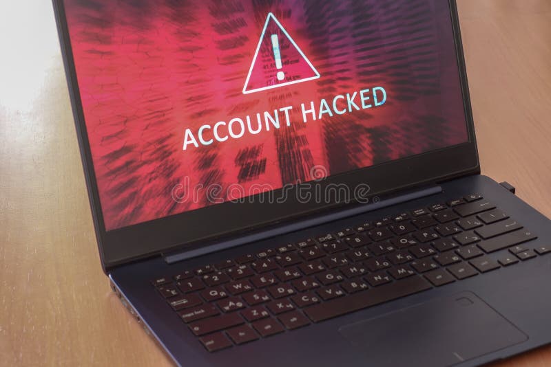 Hacked Account Concept on Laptop Screen with Red Background. Stock ...