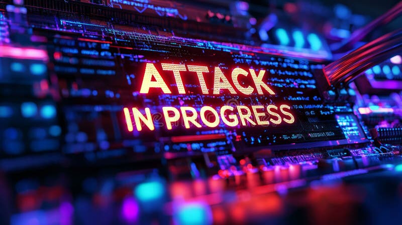 Hacked Computer System with a Bold Warning Message ATTACK in PROGRESS ...