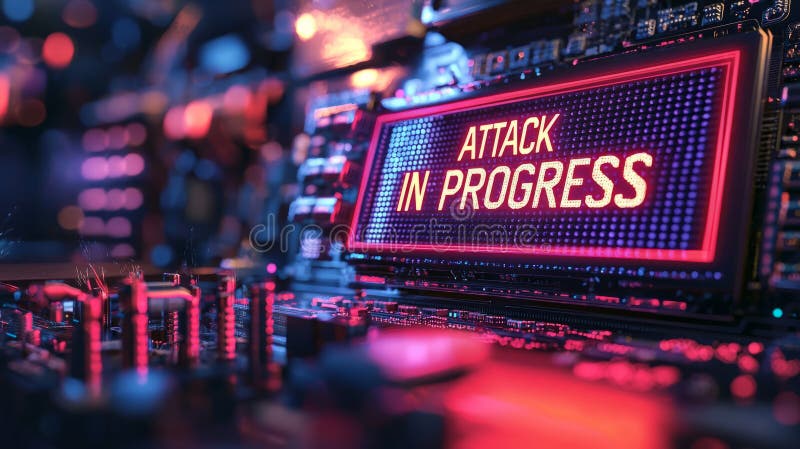 Hacked Computer System with a Bold Warning Message ATTACK in PROGRESS ...