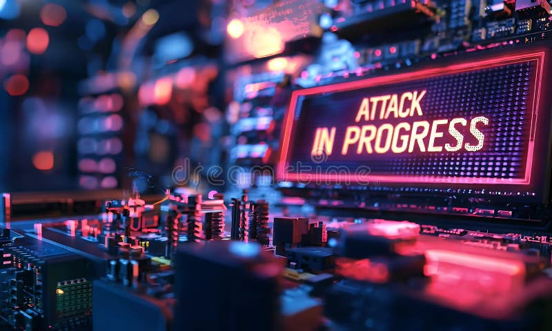 Hacked Computer System with a Bold Warning Message ATTACK in PROGRESS ...