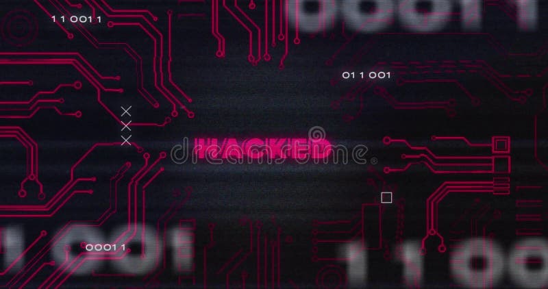 Hacked Text Animation Over Circuit Board Design With Binary Code Stock Video Video Of Malware