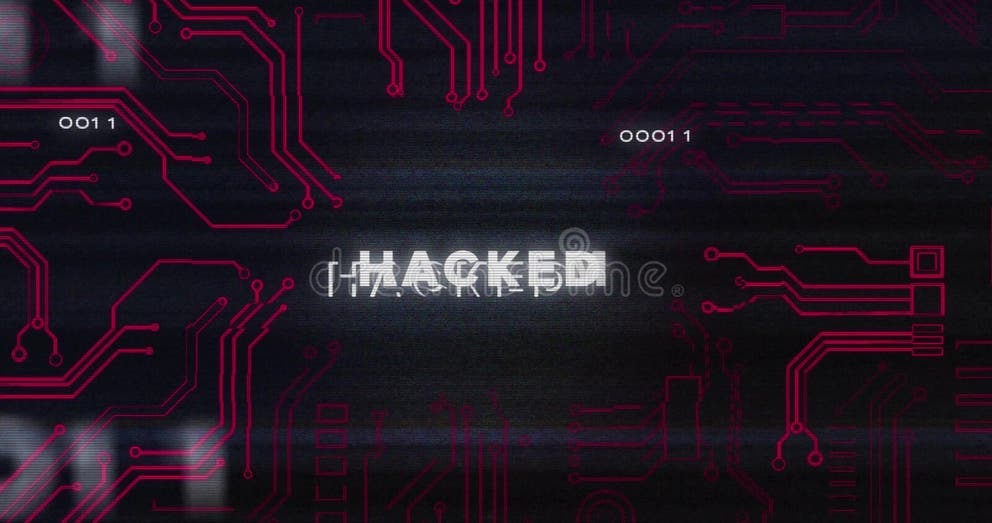Hacked Text Image Over Circuit Board Design with Binary Code Stock Illustration - Illustration ...