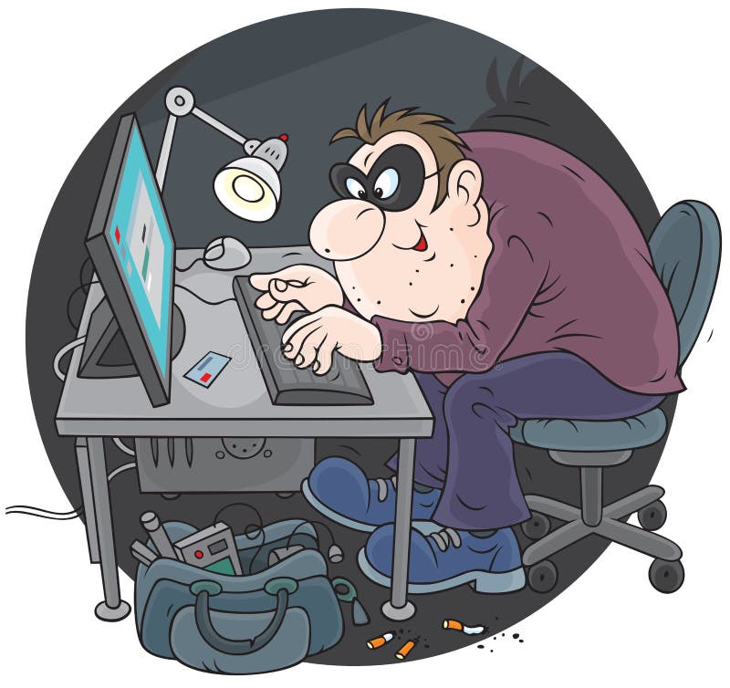 Hacker. Karikatur-Serie vektor abbildung. Illustration von mann - 11785452