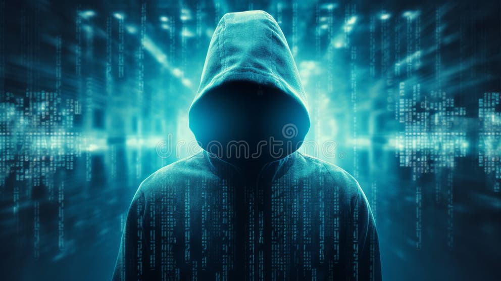 Hacker with Abstract Background of Technology Stock Illustration ...