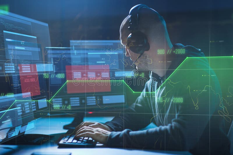 Hacker with Access Denied Messages on Computers Stock Photo - Image of ...