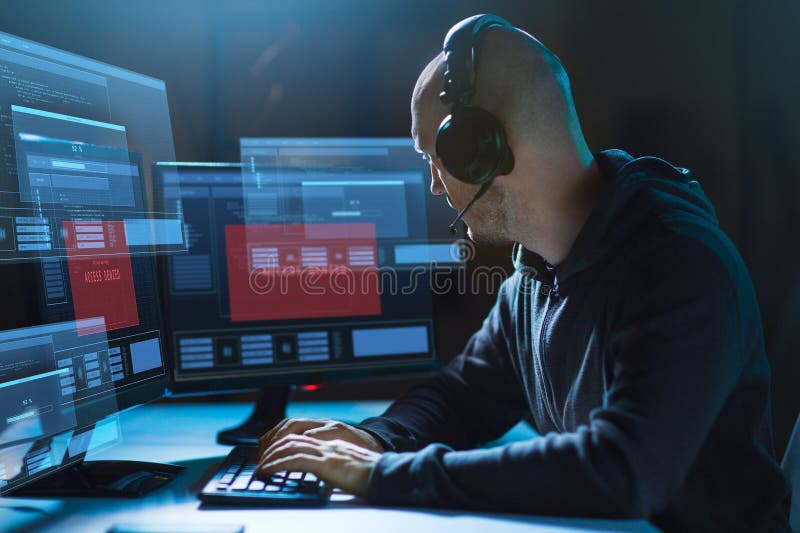 Hacker with Access Denied Messages on Computers Stock Photo - Image of ...