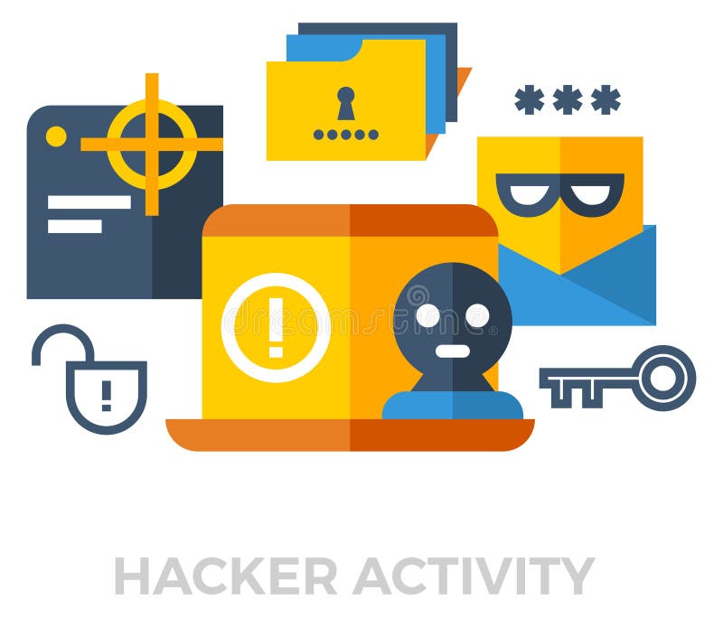 Hacker Activity Color Icon. Cyber Security Concept Stock Illustration ...