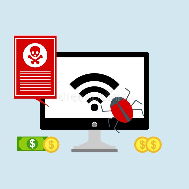 Alert Notification on Laptop Computer Vector, Malware Concept, Spam ...