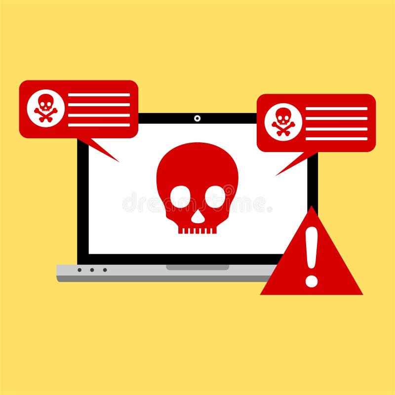 Alert Notification on Laptop Computer Vector, Malware Concept, Spam ...