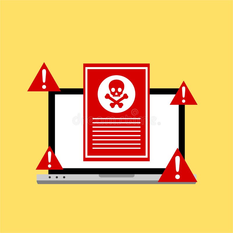 Alert Notification on Laptop Computer Vector, Malware Concept, Spam Data, Fraud Internet Error ...
