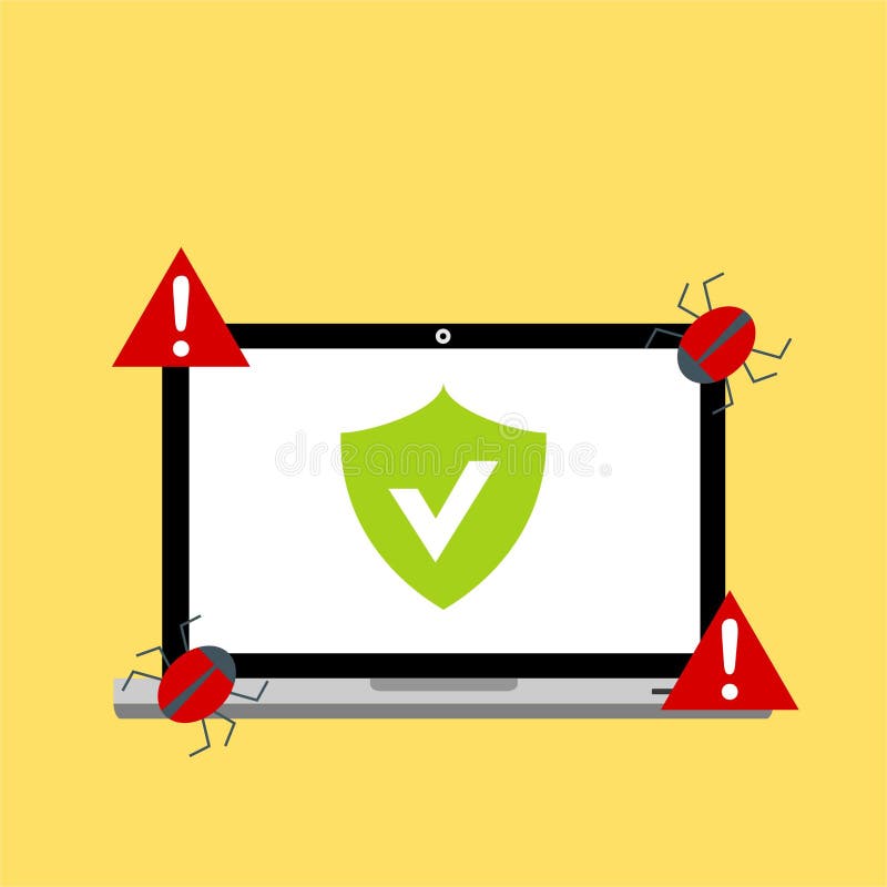 Alert Notification on Laptop Computer Vector, Malware Concept, Spam ...