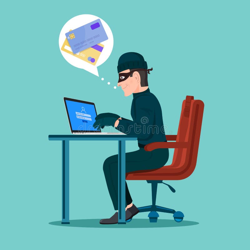 Thief Through the Internet stock vector. Illustration of computer ...