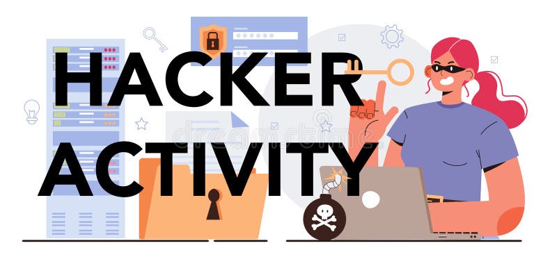 Hacker Activity Typographic Header. Digital Data Protection and ...