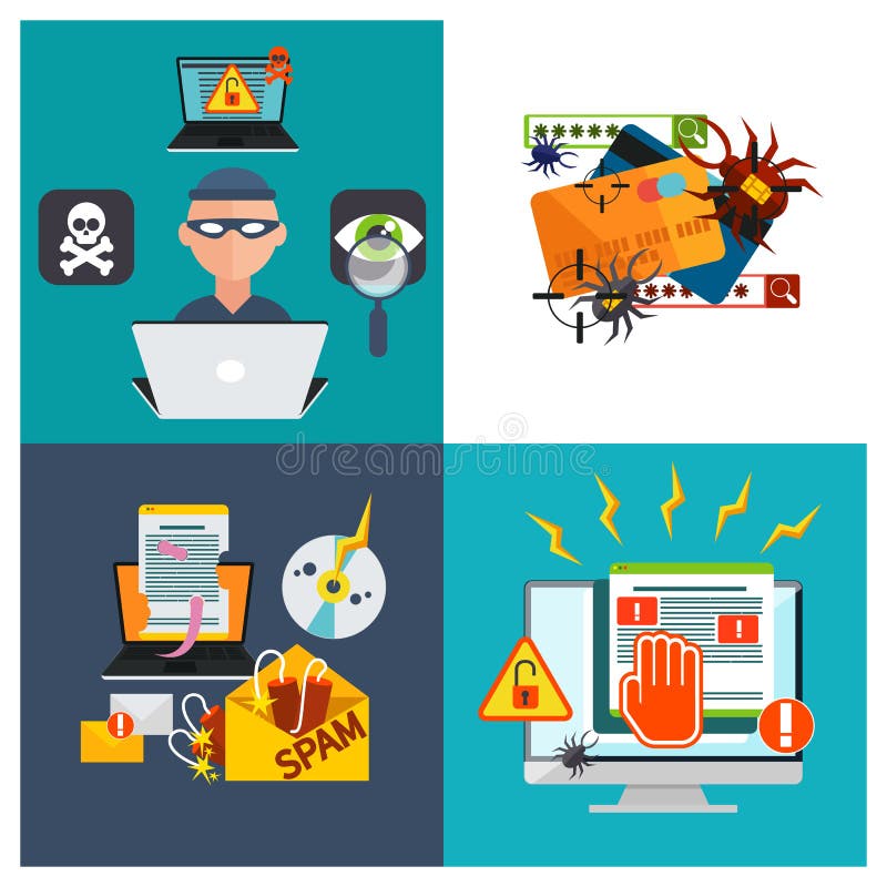 Hacker Activity Viruses Hacking and E-mail Spam Stock Vector ...