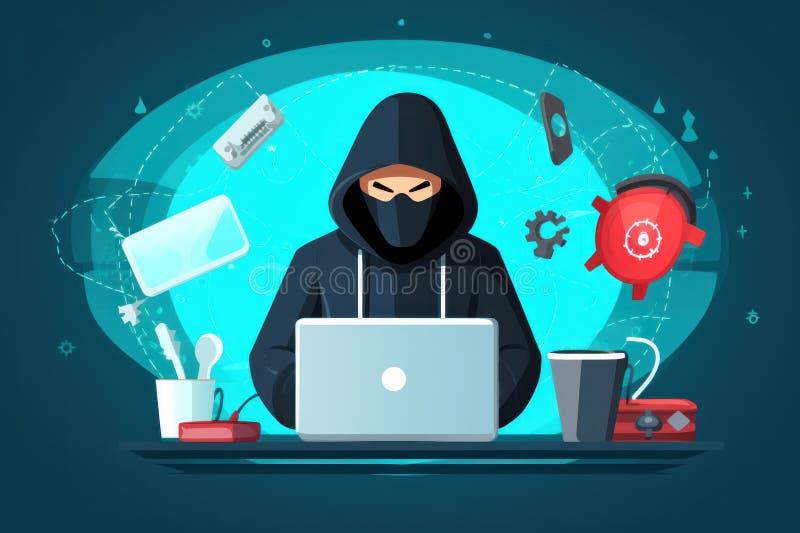 Hacker. Anonymous Hacker. Hacker 2d Illustration. Cyberspace Stock ...