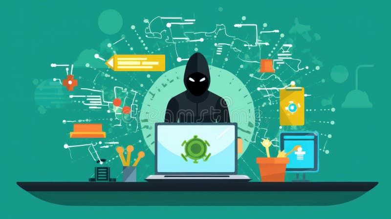 Hacker. Anonymous Hacker. Hacker 2d Illustration. Cyberspace Stock ...