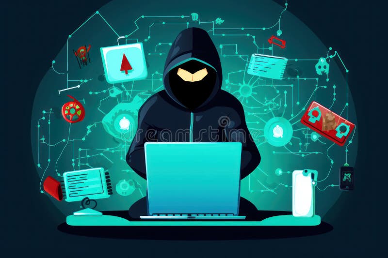 Hacker. Anonymous Hacker. Hacker 2d Illustration. Cyberspace Stock ...