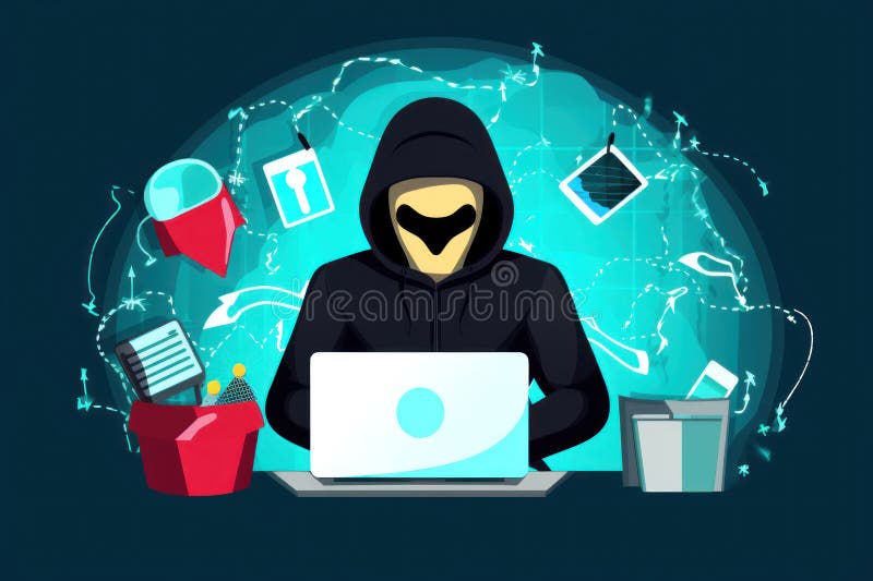 Hacker. Anonymous Hacker. Hacker 2d Illustration. Cyberspace Stock ...