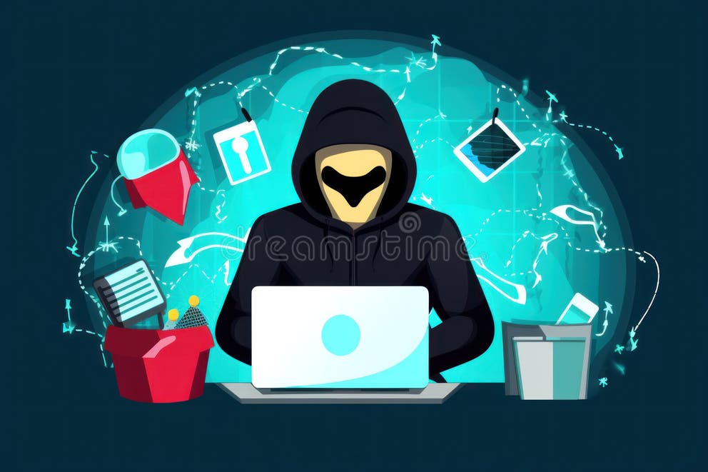 Hacker. Anonymous Hacker. Hacker 2d Illustration. Cyberspace Stock ...