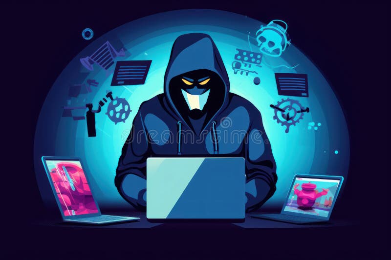 Hacker. Anonymous Hacker. Hacker 2d Illustration. Cyberspace Stock ...