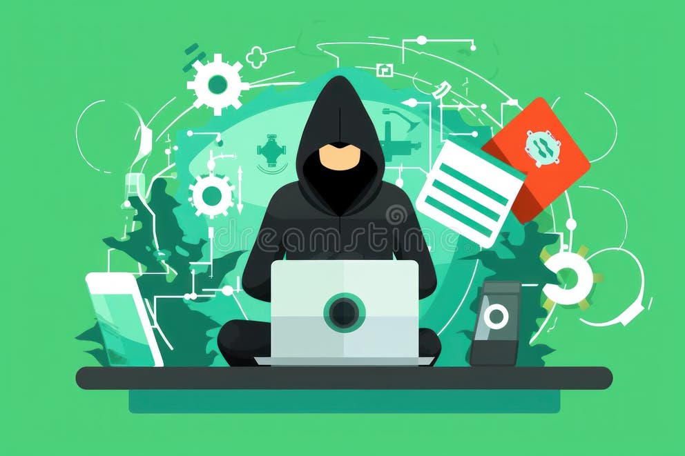Hacker. Anonymous Hacker. Hacker 2d Illustration. Cyberspace Stock ...