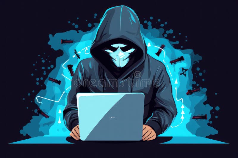 Hacker Anonymous Hacker Hacker 2d Illustration Cyberspace Stock
