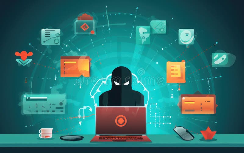 Hacker Anonymous Hacker Hacker 2d Illustration Cyberspace Stock