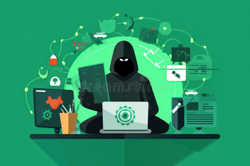 Hacker. Anonymous Hacker. Hacker 2d Illustration. Cyberspace Stock Illustration - Illustration ...