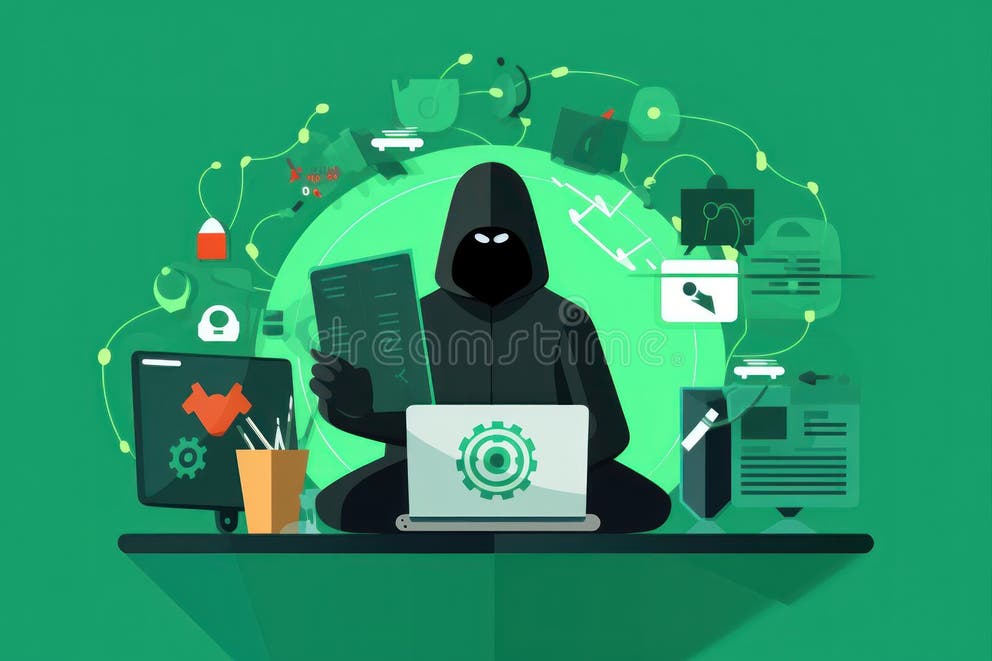 Hacker. Anonymous Hacker. Hacker 2d Illustration. Cyberspace Stock ...
