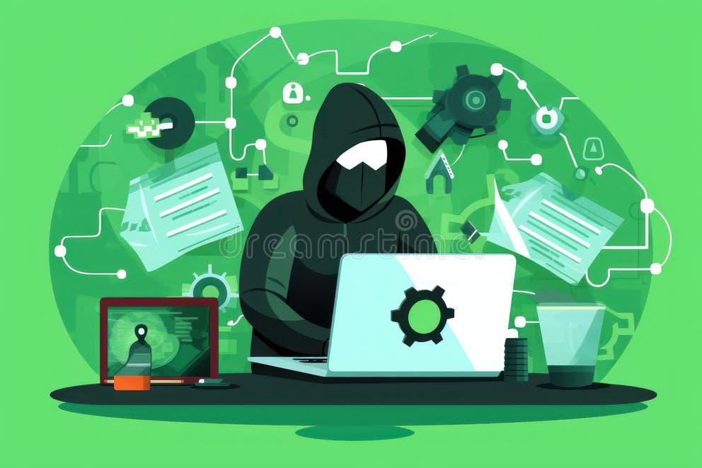 Hacker. Anonymous Hacker. Hacker 2d Illustration. Cyberspace Stock ...
