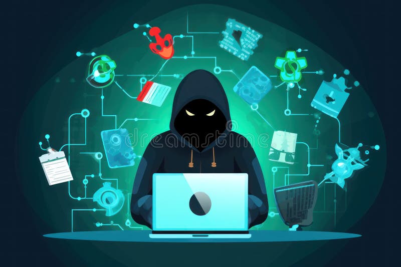 Hacker. Anonymous Hacker. Hacker 2d Illustration. Cyberspace Stock ...