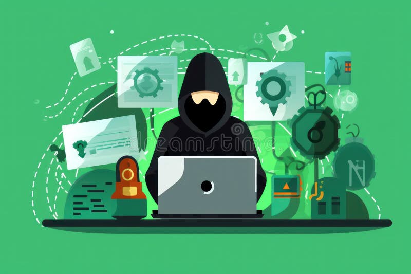 Hacker. Anonymous Hacker. Hacker 2d Illustration. Cyberspace Stock ...