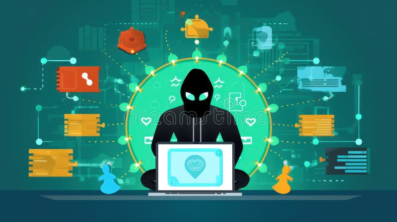 Hacker. Anonymous Hacker. Hacker 2d Illustration. Cyberspace Stock ...