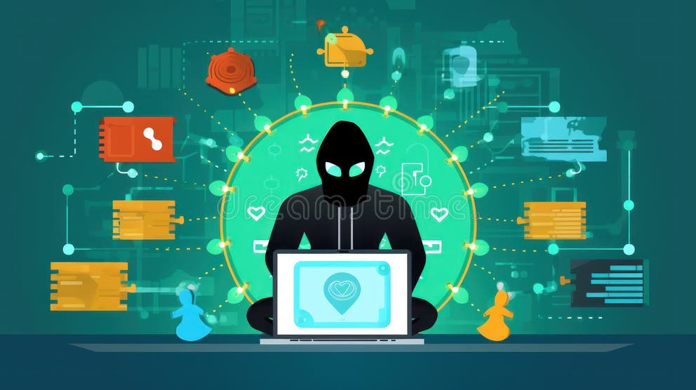 Hacker. Anonymous Hacker. Hacker 2d Illustration. Cyberspace Stock ...