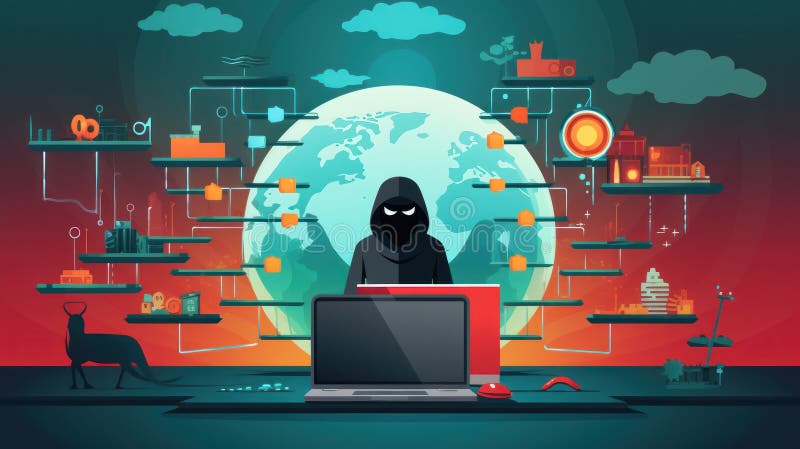 Hacker. Anonymous Hacker. Hacker 2d Illustration. Cyberspace Stock ...