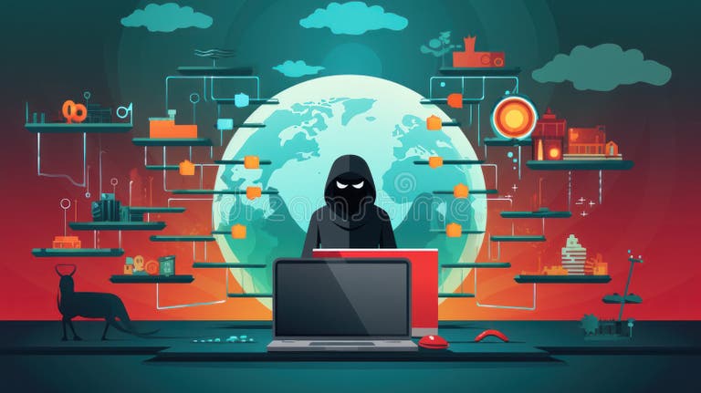 Hacker. Anonymous Hacker. Hacker 2d Illustration. Cyberspace Stock ...