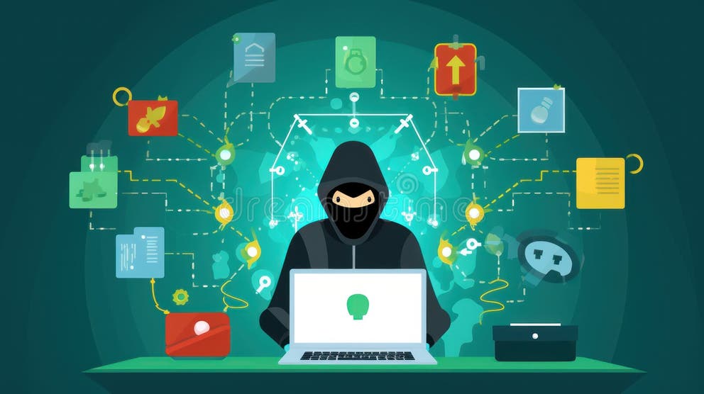 Hacker. Anonymous Hacker. Hacker 2d Illustration. Cyberspace Stock ...