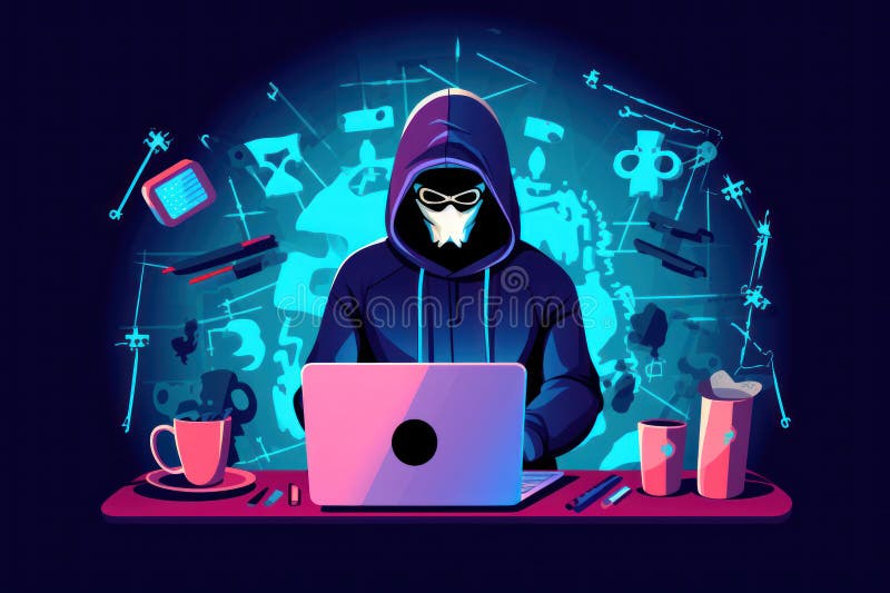 Hacker. Anonymous Hacker. Hacker 2d Illustration. Cyberspace Stock ...