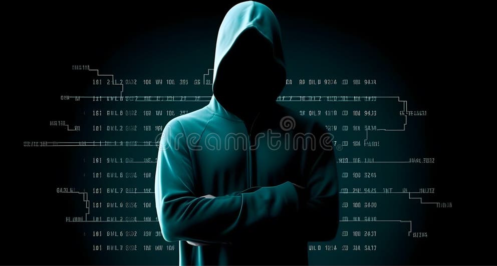 Hacker with Arm Folded. Concept of Dark Web, Hacking Cybersecurity. AI Generated Image Stock ...