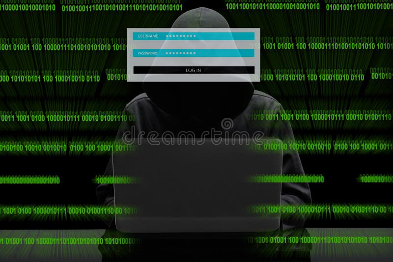 Pirate Informatique S'asseyant Devant Un Ordinateur Portable Image ...