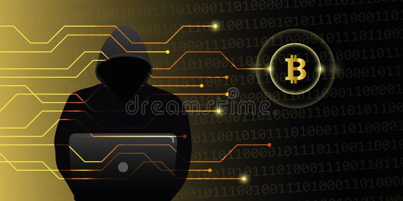 Hacker Attack on Bitcoins Crypto Currency Web Cyber Crime Stock Vector ...