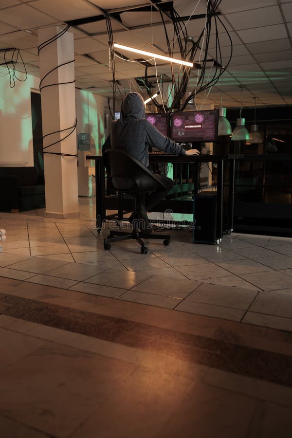 Hacker Attack Criminal Breaking Into Computer System Stealing