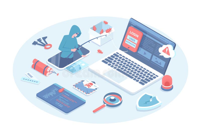 Hacker Attack. Cyber Criminal Phishing Private Personal Data, Documents ...