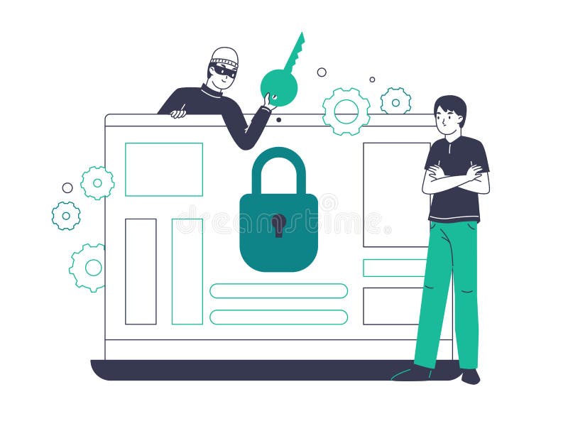 Hacker Attack, Cyber Security Breach, Scam Phishing. Outline Internet ...