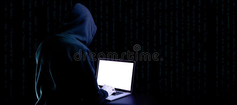 Hacker Attack Cyber Security. Digital Laptop in Hacker Man Hand ...