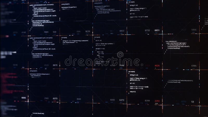 Hacker Attack Detected on Black Screen. Animation. Abstract Computer Screen with Hacking ...
