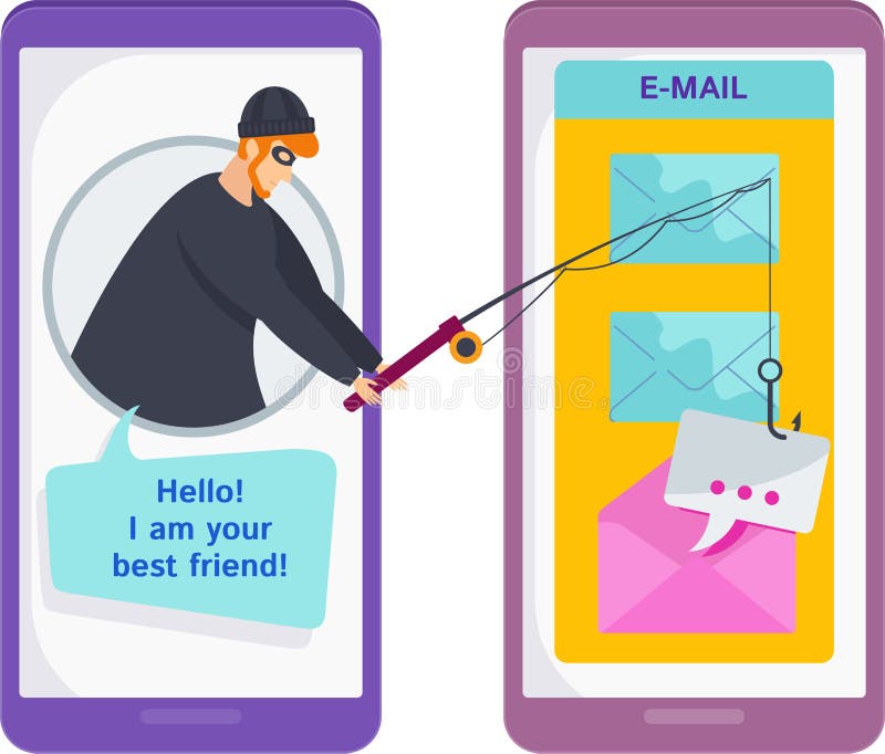 Hacker Attack. Hacker with a Fishing Rod. Email Hacking Stock ...