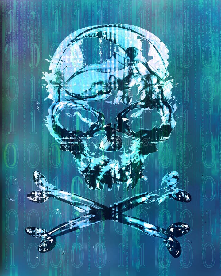 Skull Made of Binary Code. Hacker, Cyber War Symbol. Stock Illustration ...