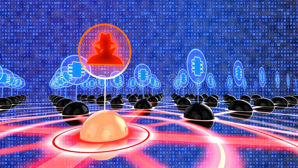 Hacker Attacks Network Compromises Node Stock Illustration ...